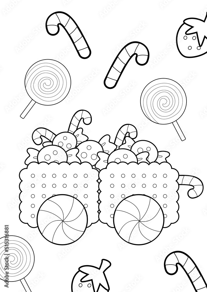 Candyland coloring pages A4 for kids and adult Stock Illustration ...