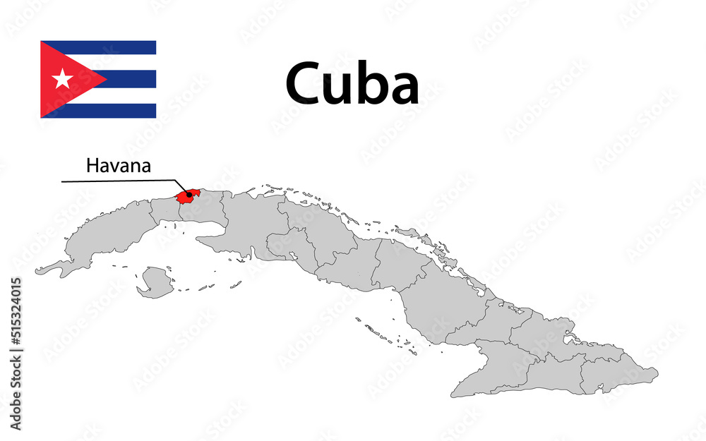 Poster Map with borders and flag of Cuba. – Wall Art | UkPosters
