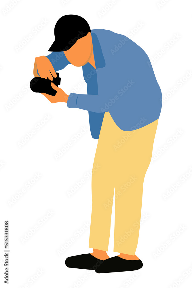 Simple Vector Standing man Photographer Take a Photo Using DSLR or ...