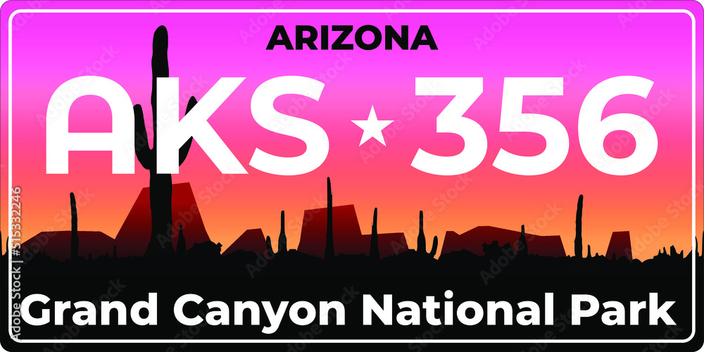 Vehicle license plates marking in Arizona in United States of America ...