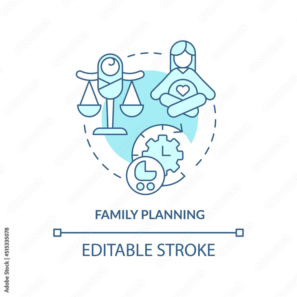 Family planning turquoise concept icon. Birth control. Solution to ...