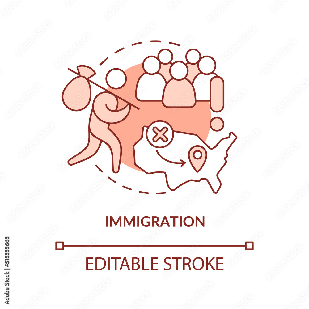 Immigration terracotta concept icon. Aliens social problem ...