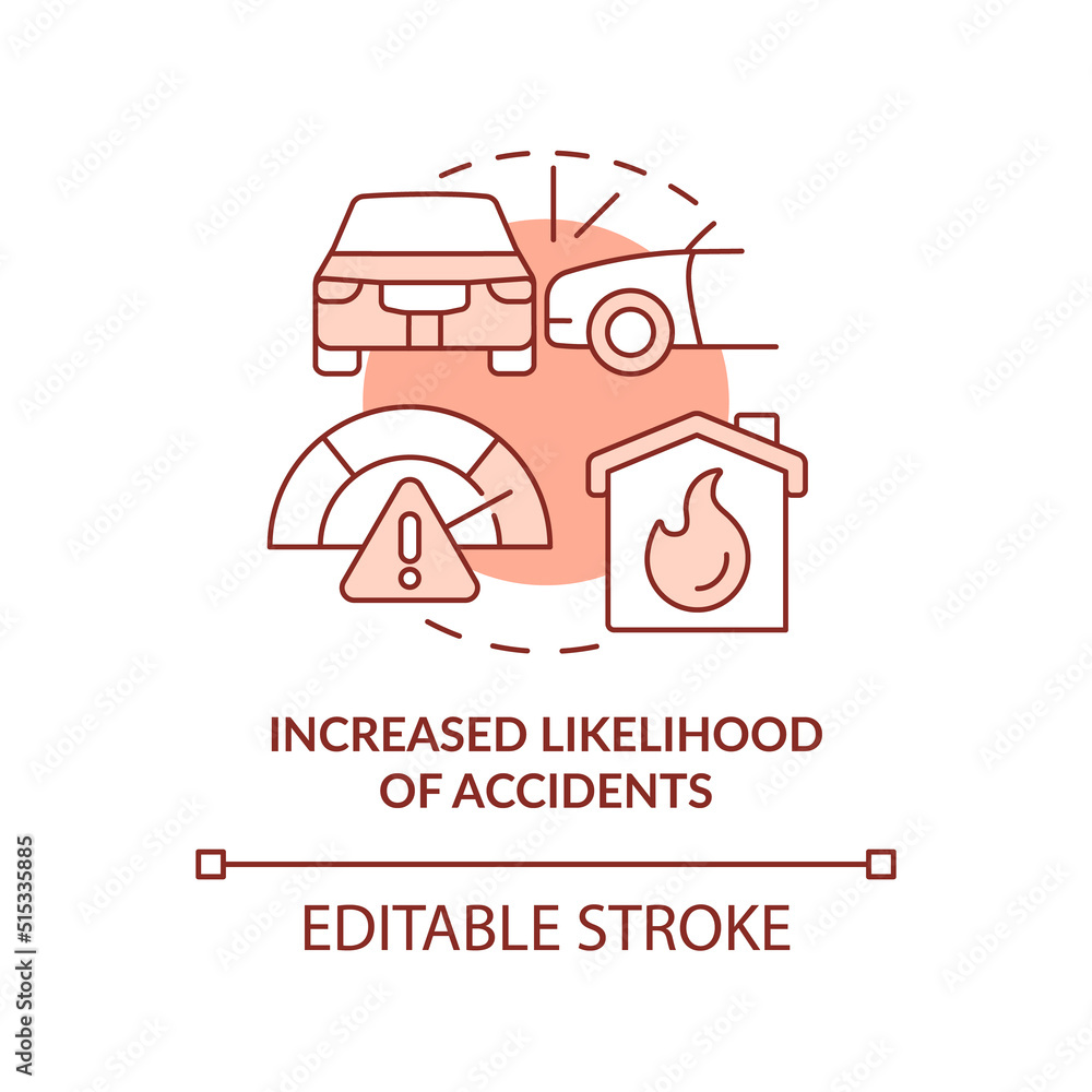 Increased likelihood of accidents terracotta concept icon. Overcrowding ...