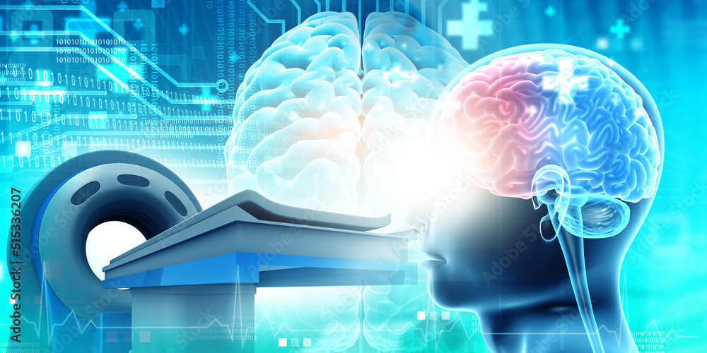 ct scanner with human head anatomy. 3d illustration. Stock Illustration ...