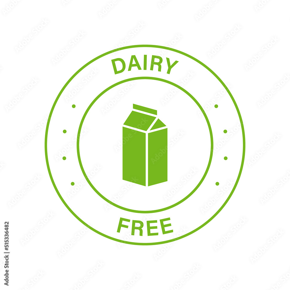 Dairy Free Green Stamp. No Cow Milk Lactose Label. Free Dairy Diet ...