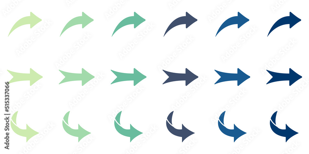 Color Arrow Digital Icon Set. Right, Next, Share Link, Back, Forward ...