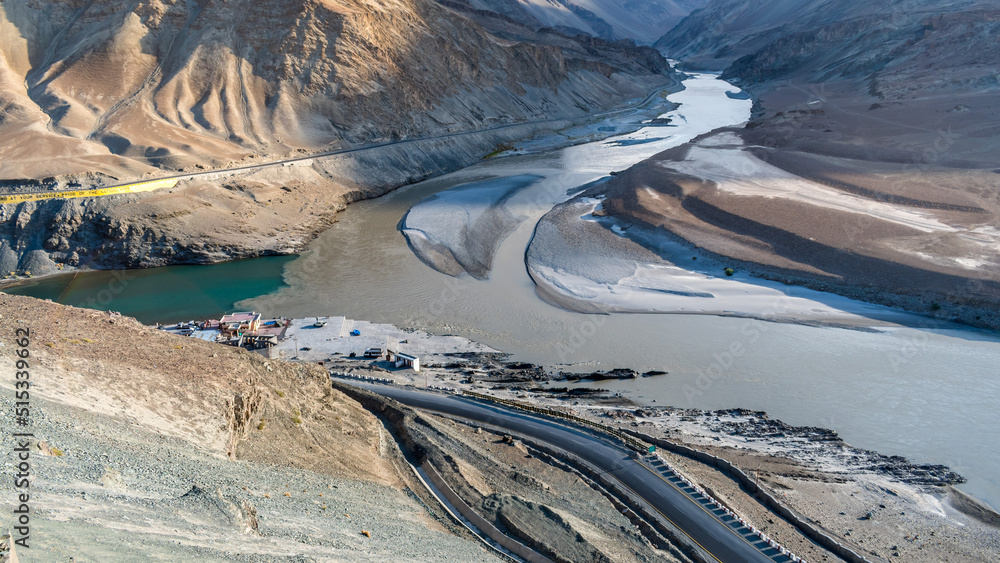 Poster The confluence of Zanskar river and Indus river near the scenic ...