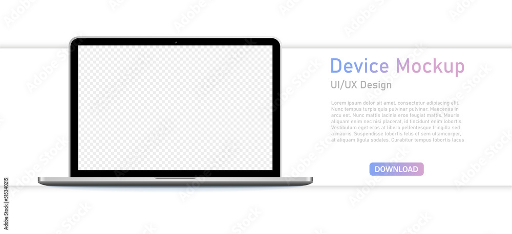 Interface UI and UX design .Realistic gray laptop isolated on white ...