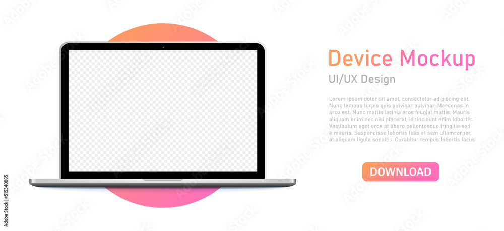 Interface UI and UX design .Realistic gray laptop isolated on white ...