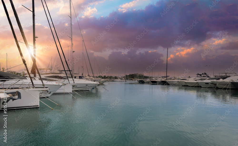 French Riviera, luxury yachts and boats in Antibes Marina and local ...