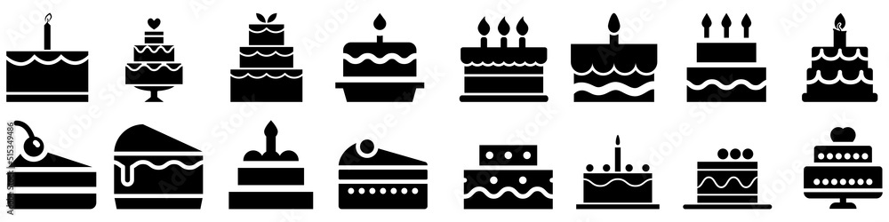 Cake icon vector set. dessert illustration sign collection. delicious ...