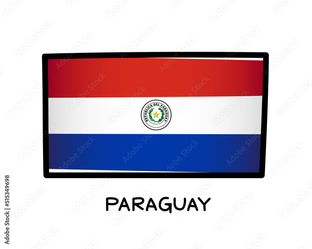 Flag of Paraguay. Colorful Paraguayan flag logo. red, white and blue ...
