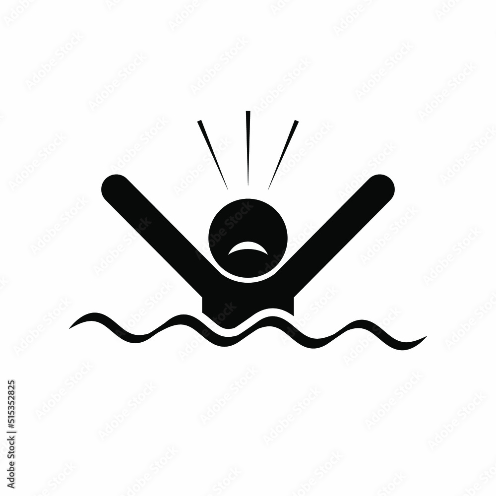 Drowning Icon. Drown, Accident Symbol in Water – Vector. Stock Vector ...