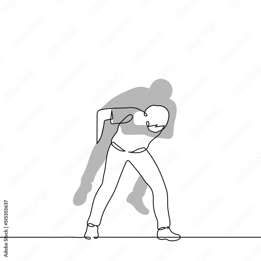 man carries a person on his back - one line drawing vector. concept ...