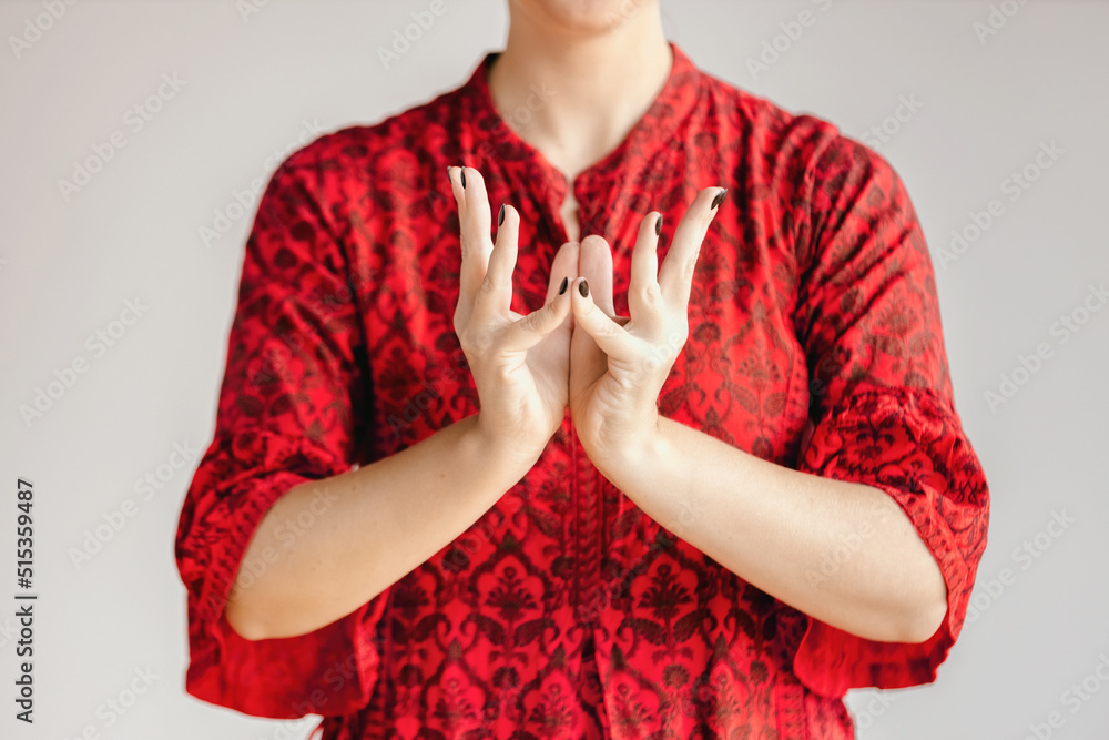 Woman hand showing Katakavardhana hasta of indian classic dance Bharata ...