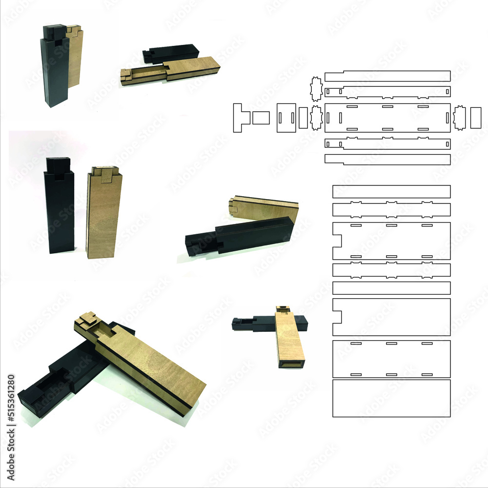 Interlock Wooden Pen Box Gift Jewelery Box 3mm Digital File For Laser ...