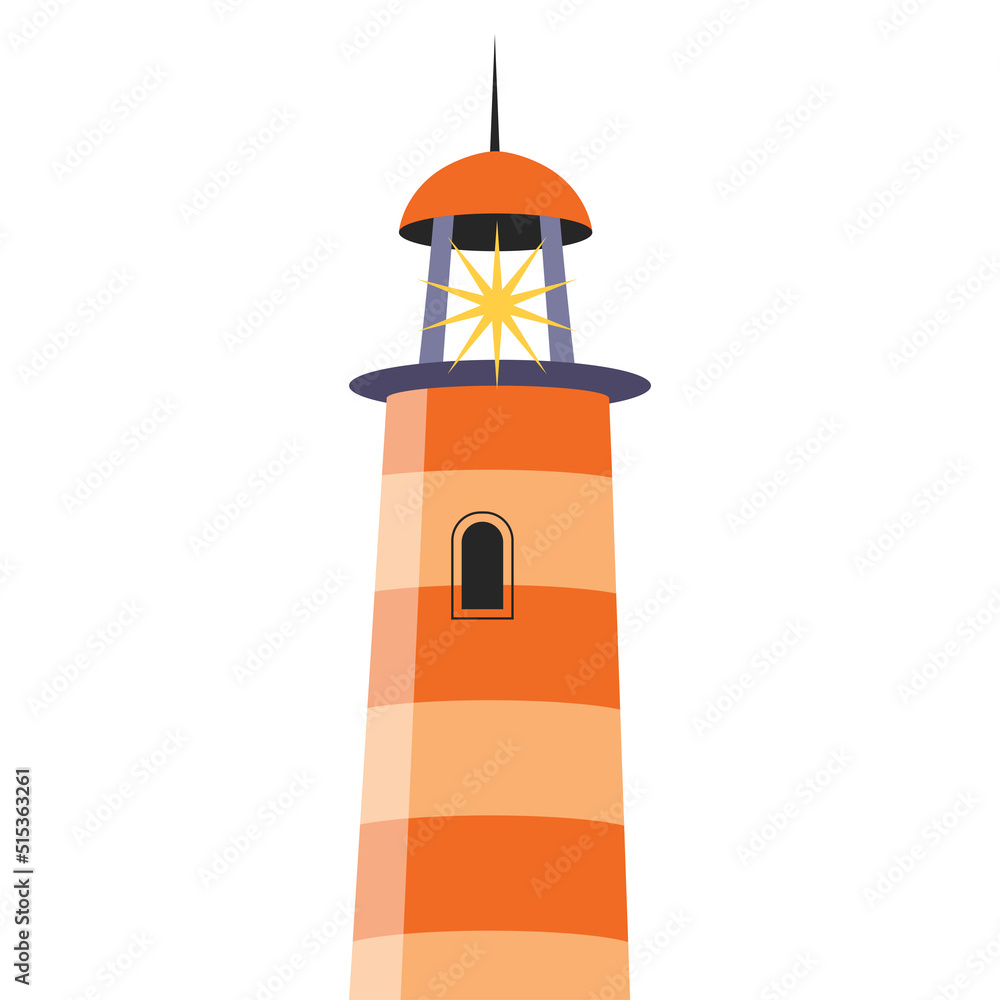 Cartoon hand drawn lighthouse isolated on white background Stock Vector ...