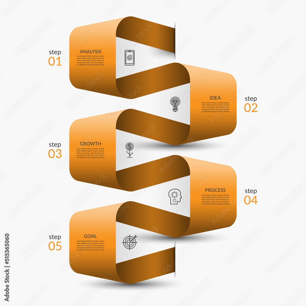 Vector infographic stripe with 5 steps, options. Can be used as ...