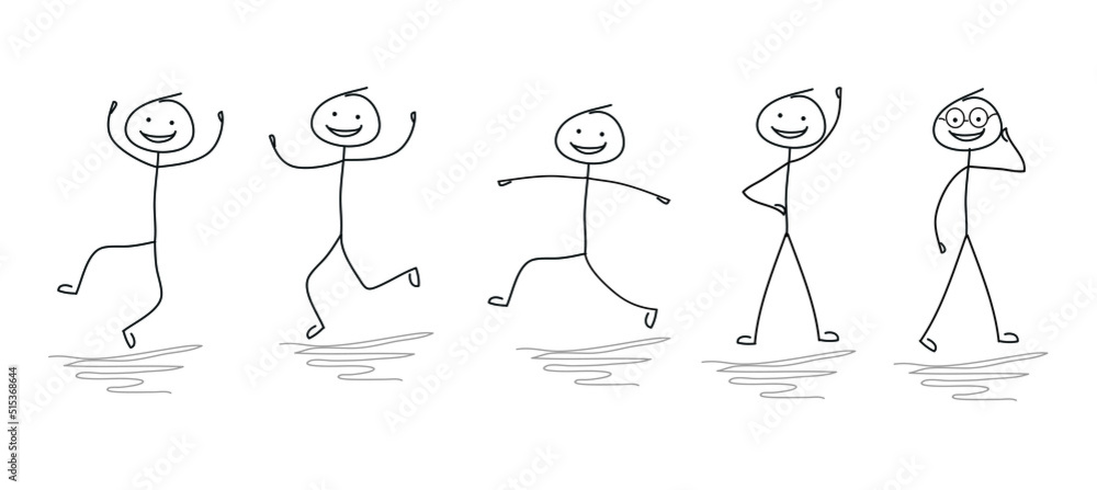 a set of pictograms of a person, various poses, figures of people ...