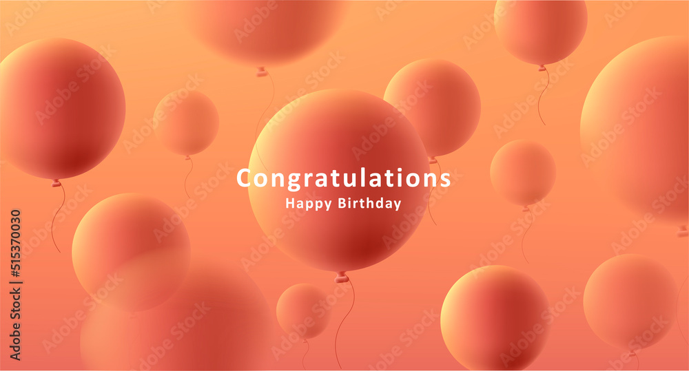 Orange greeting background with round shaped balloons. Vector ...