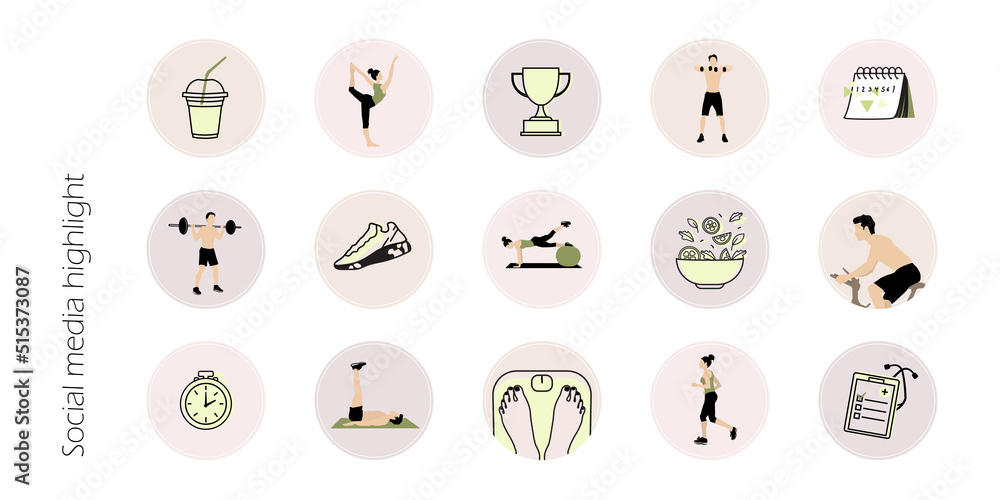 Instagram social media highlight icon for sport fitness coach, healthy ...