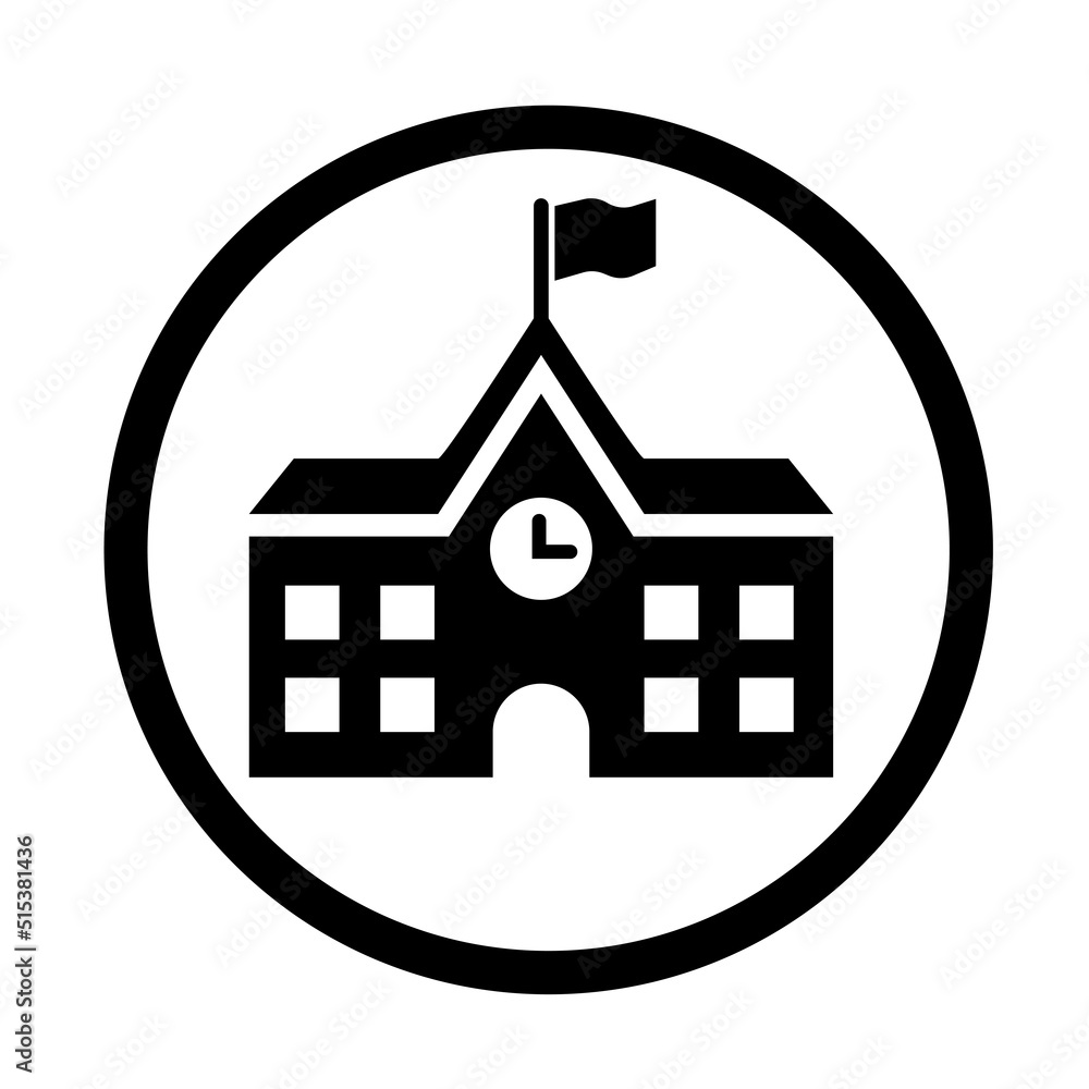 High school building icon, outline jpg image sign, linear style ...