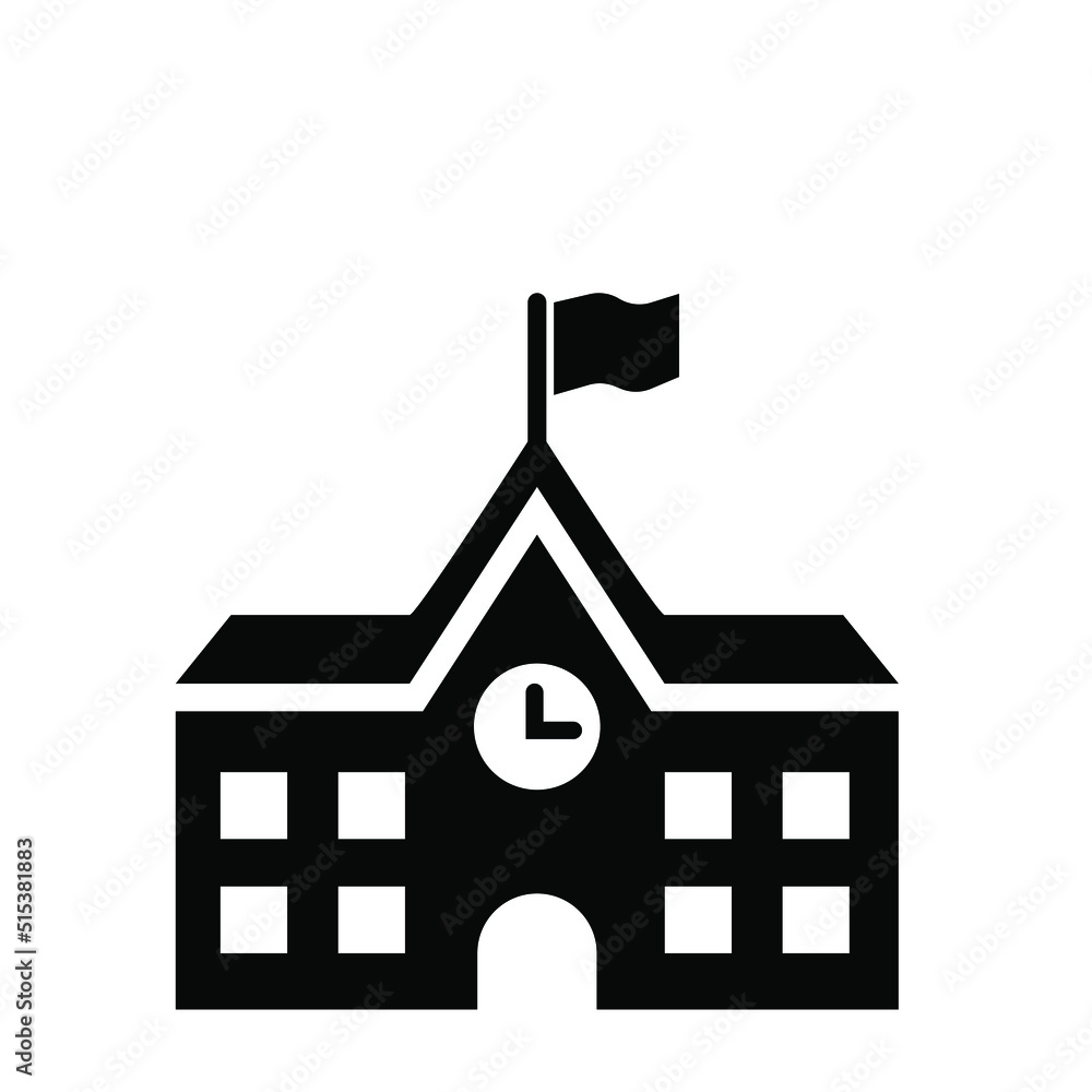School Icon. Flat vector illustration isolated on white background.High ...