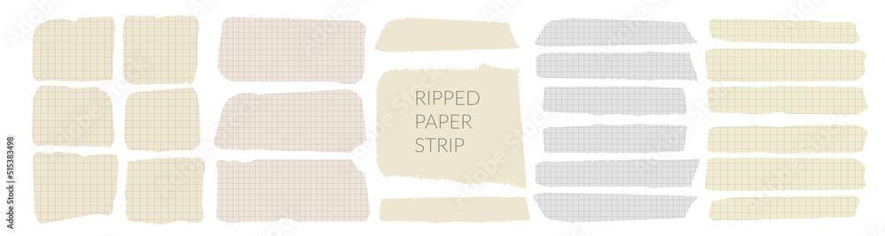 Torn ripped paper rectangle shape vector illustration. Cutout collage ...
