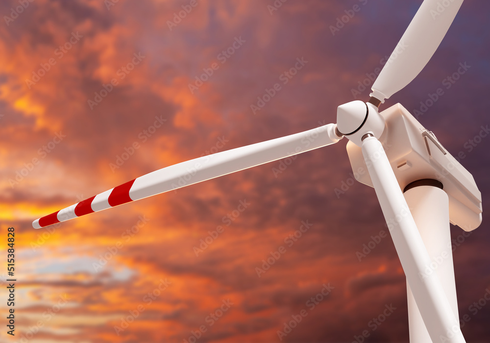 Wind power plant. Wind turbine generate electricity. Concept ...