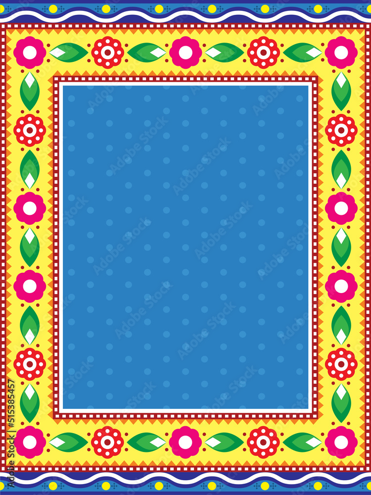 Vecteur Stock Indian or Pakistani truck art vector frame or border ...