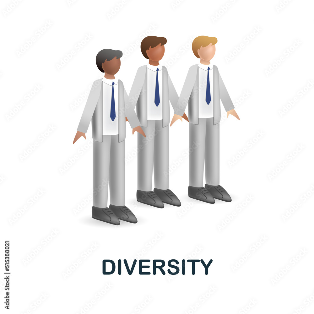Diversity icon in 3d. Colored illustration from core values collection ...