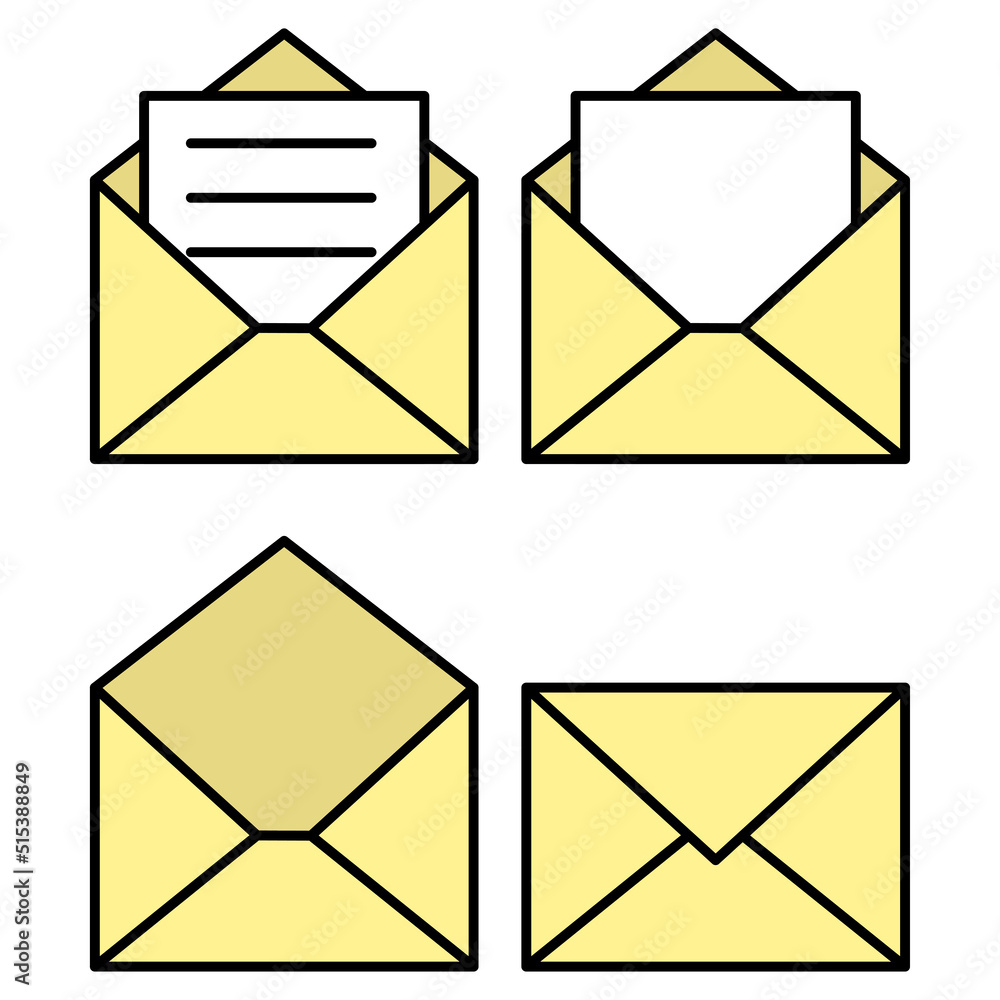 carton envelope icon set isolated on white background Stock Vector ...