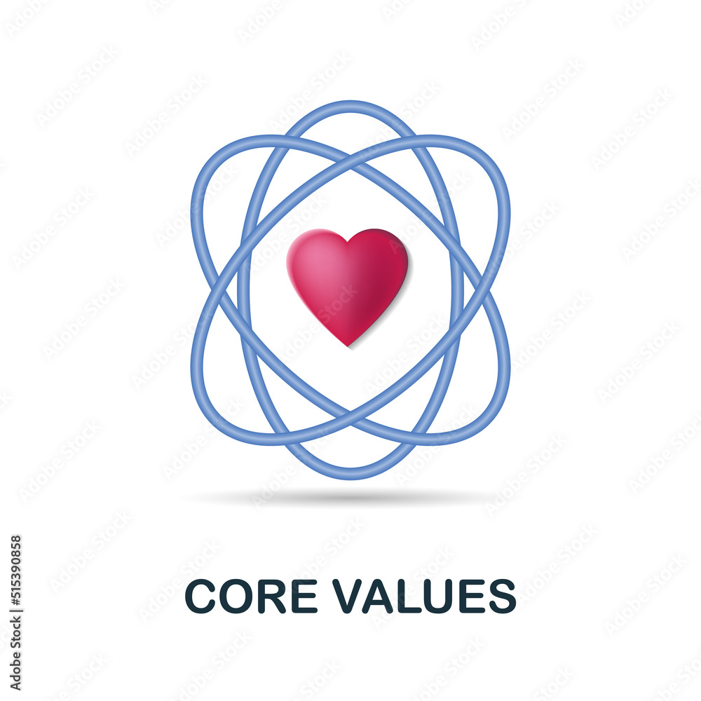 Core Values icon in 3d. Colored illustration from core values ...