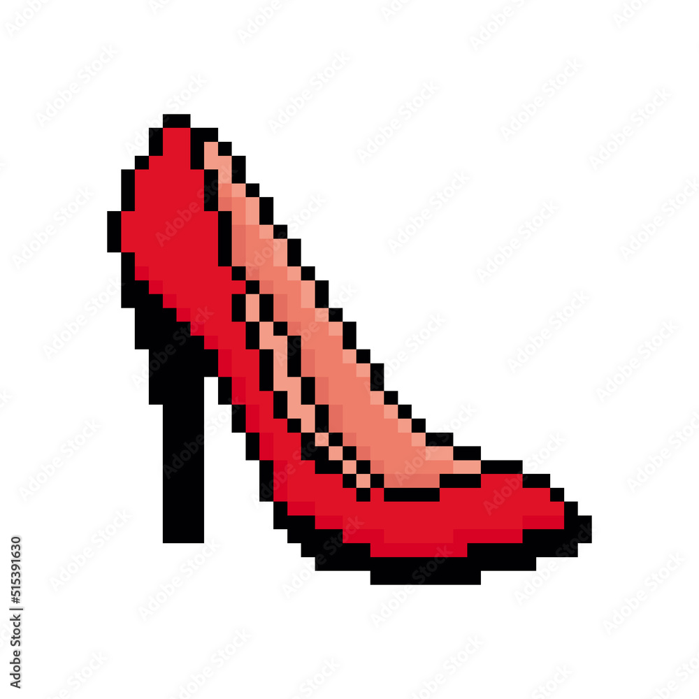 Red high heels vector icon. Pixel art. 8 bit logo for game. eps10 Stock ...