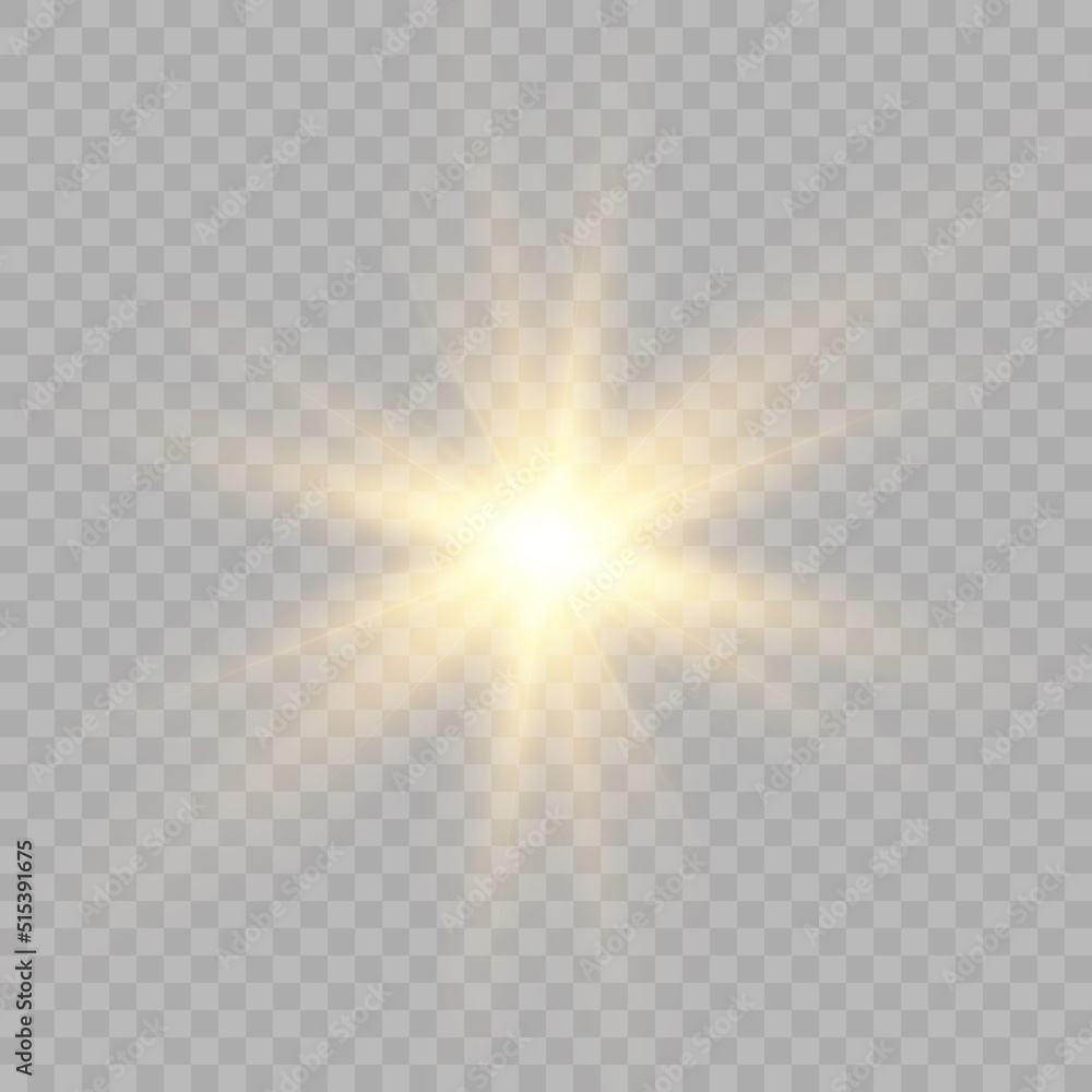Sun, star, flare png.Bright light effect with rays and highlights for ...