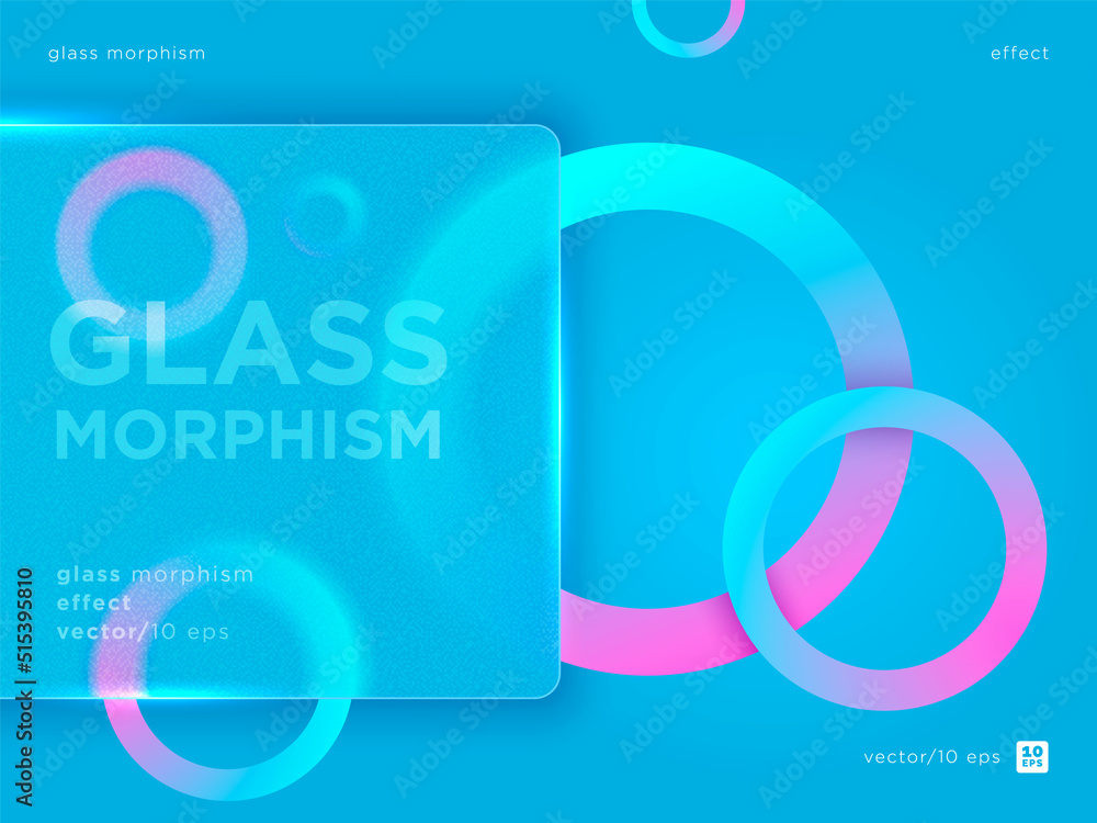 Vector image in the glass morphism style. Translucent Rounded rectangle ...