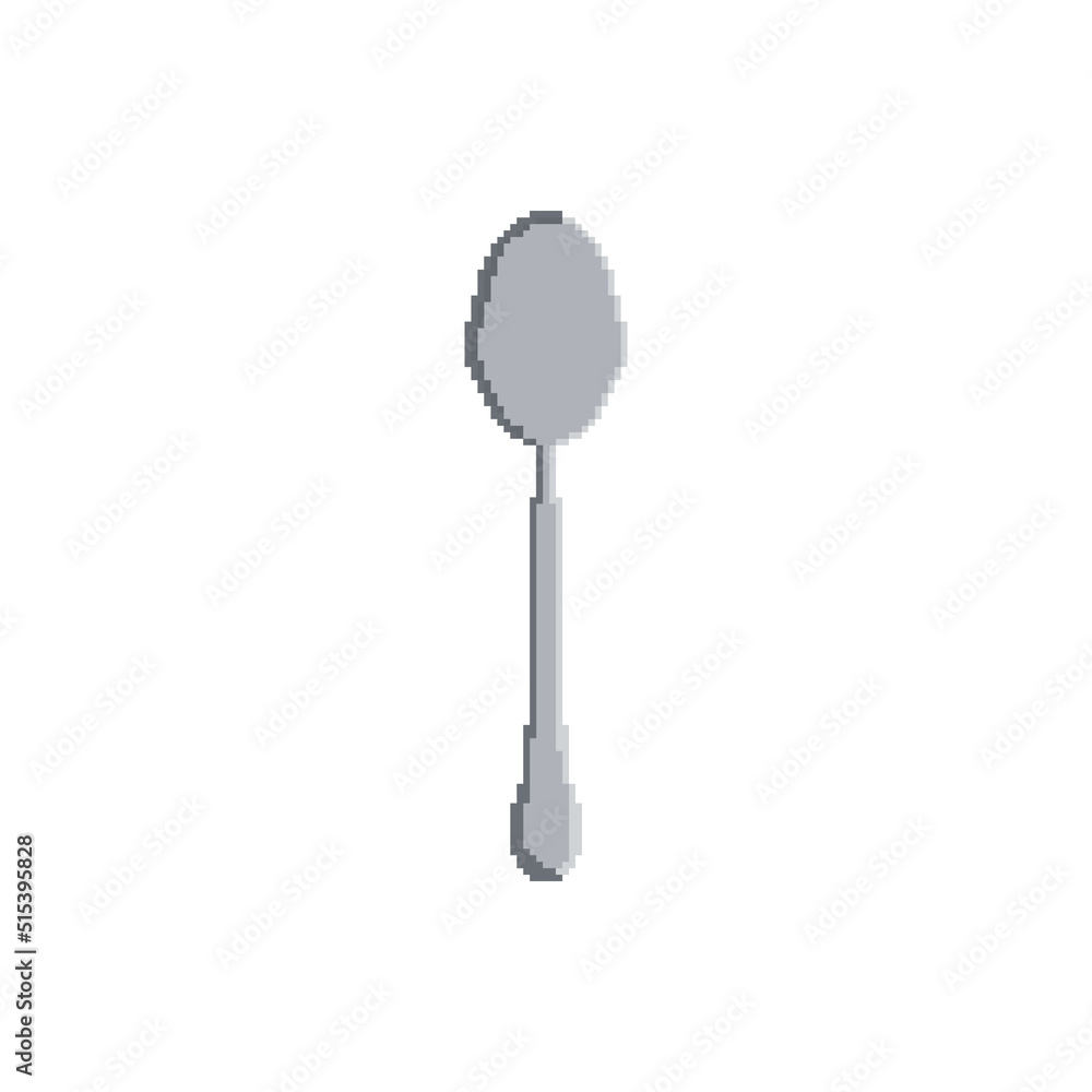 Spoon vector icon. Pixel art. 8 bit logo for game. eps10 Stock Vector ...