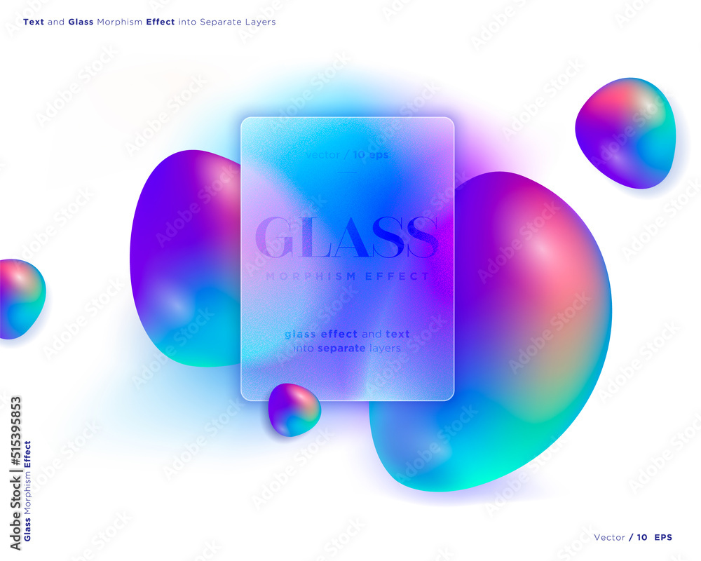 Vector image in the glass morphism style. Translucent Rounded rectangle ...