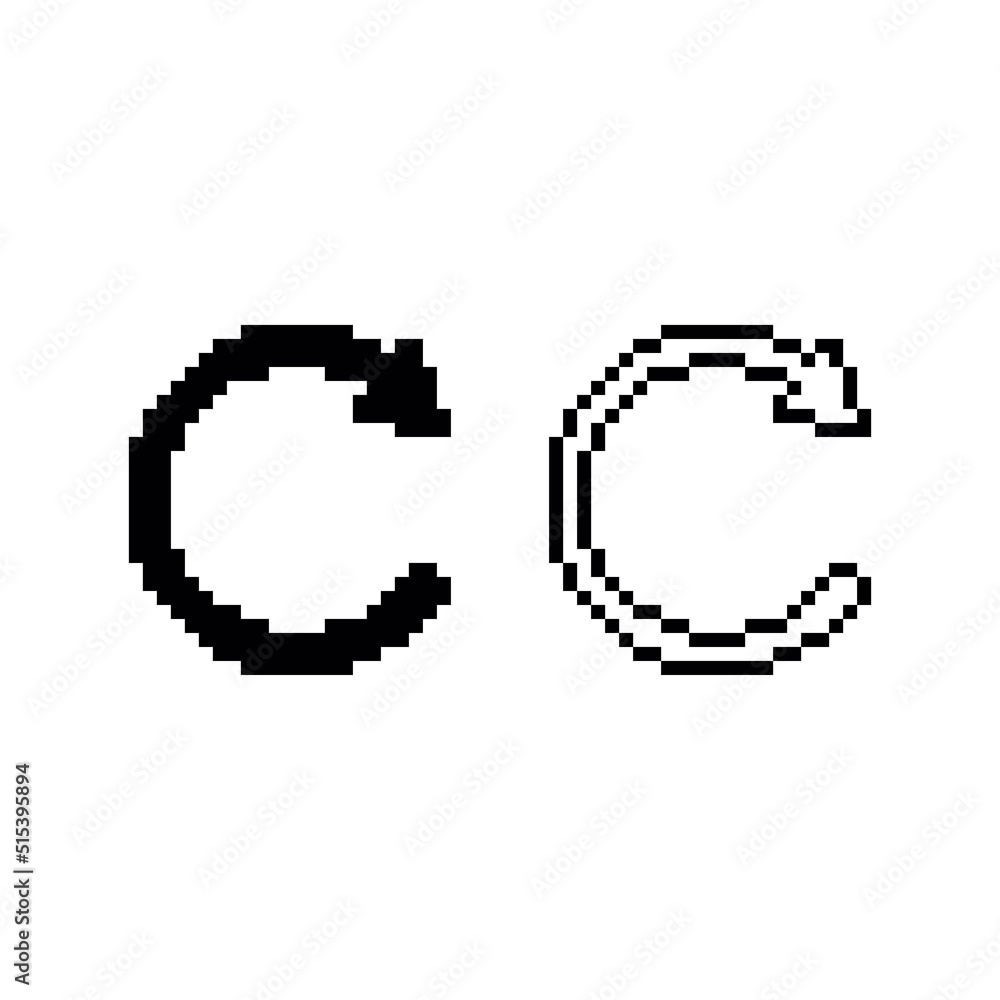 Black Redo Undo vector icon. Pixel art. 8 bit logo. eps10 Stock Vector ...