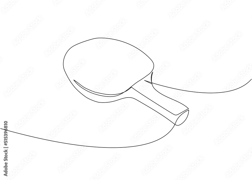 Ping pong racket, sports one line art. Continuous line drawing of table ...