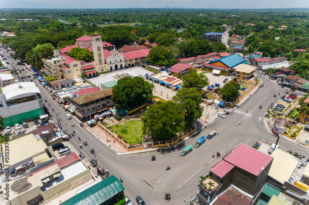 Manaoag, Pangasinan, Philippines - Aerial of the town proper and the ...