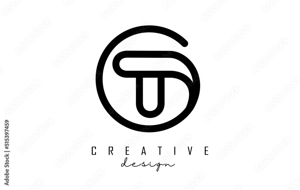 Outline Letters TO t o logo with creative shape, geometric design aand ...