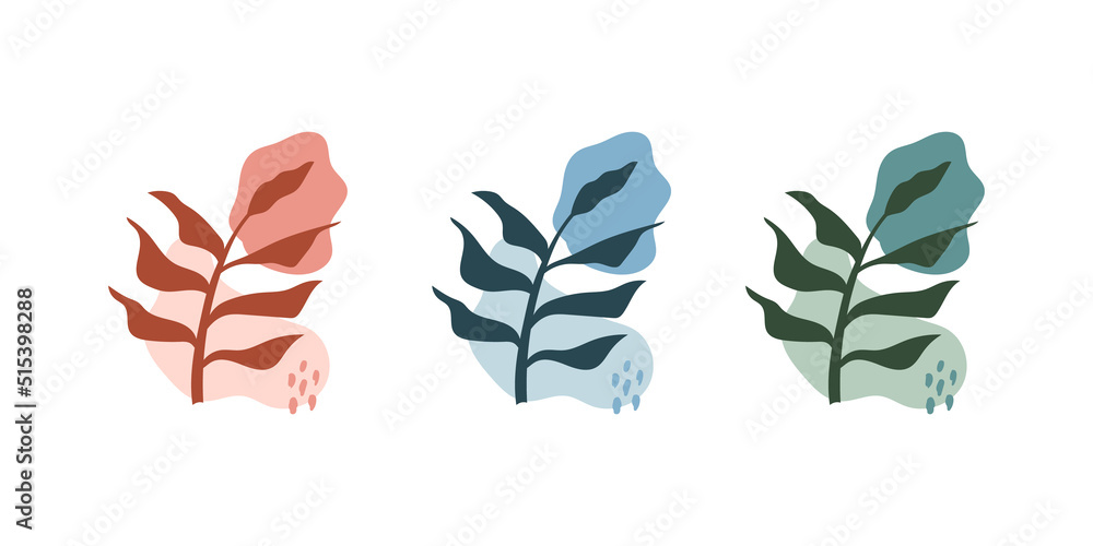Abstract botanical plant. Fluid organic shapes. Modern shape line art ...