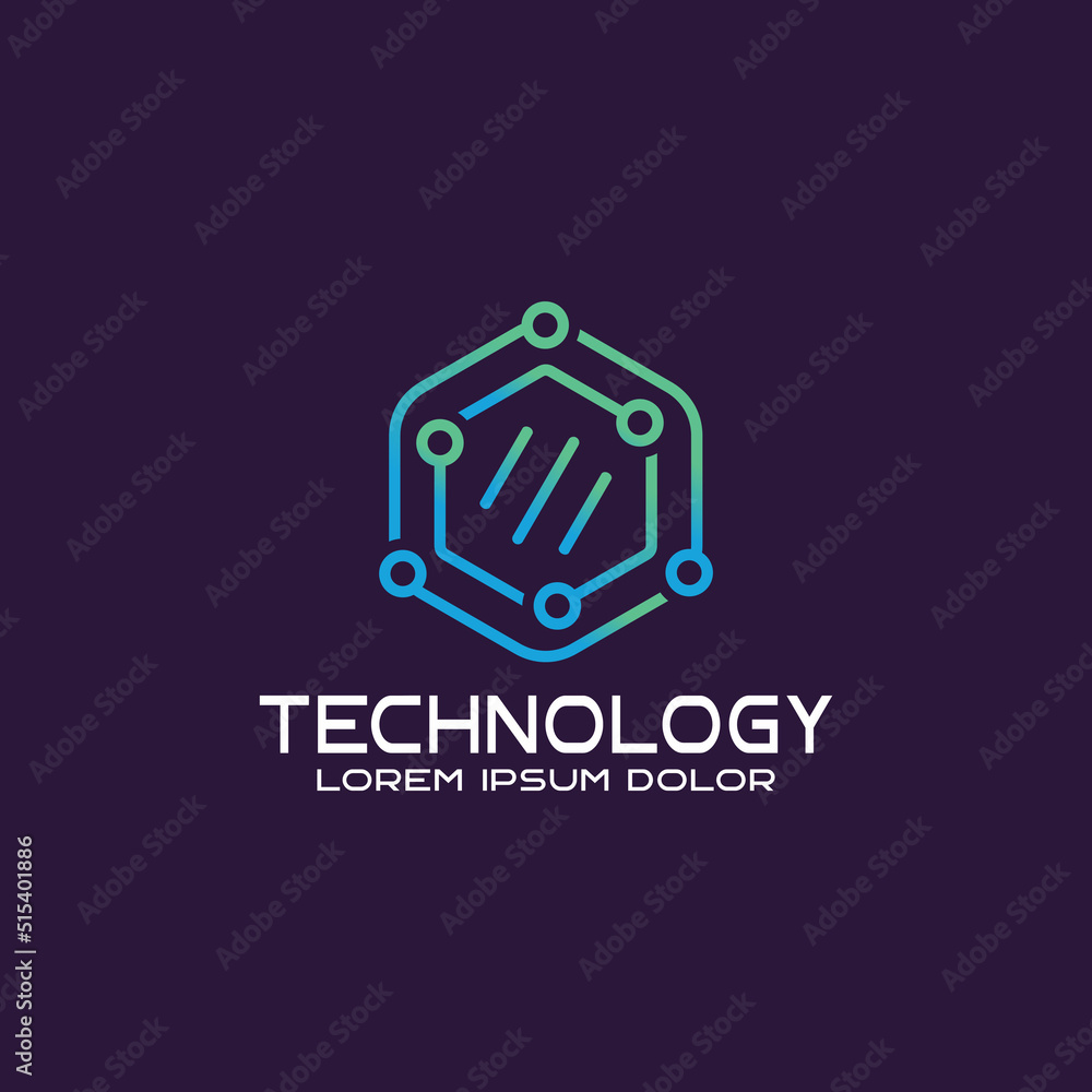 Abstract network connection vector, Technology - vector logo for ...