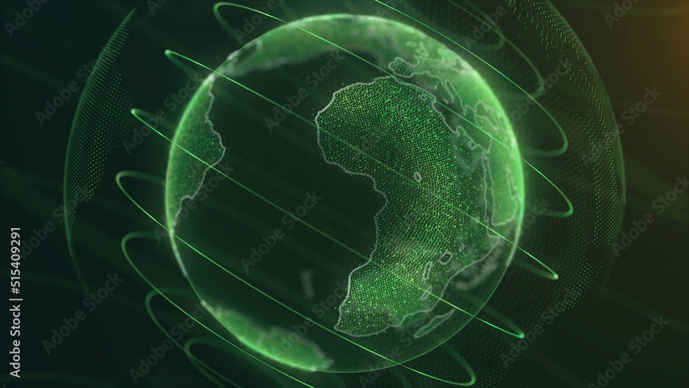 Planet earth rotating loop animation future technology business concept. loopable rotation of ...