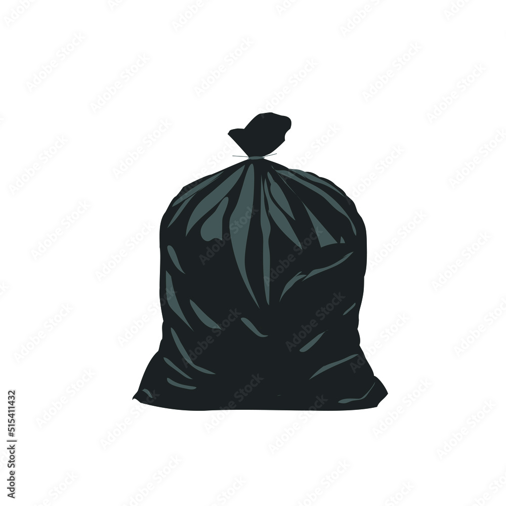 Rubbish bag on the white background, the best cartoon rubbish bag ...