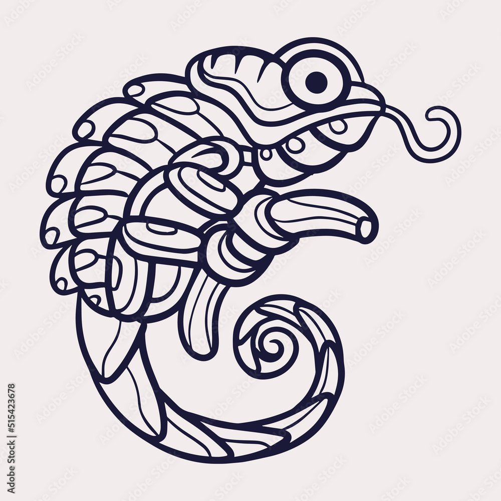 Colorful chameleon zentangle arts. isolated on white background Stock ...