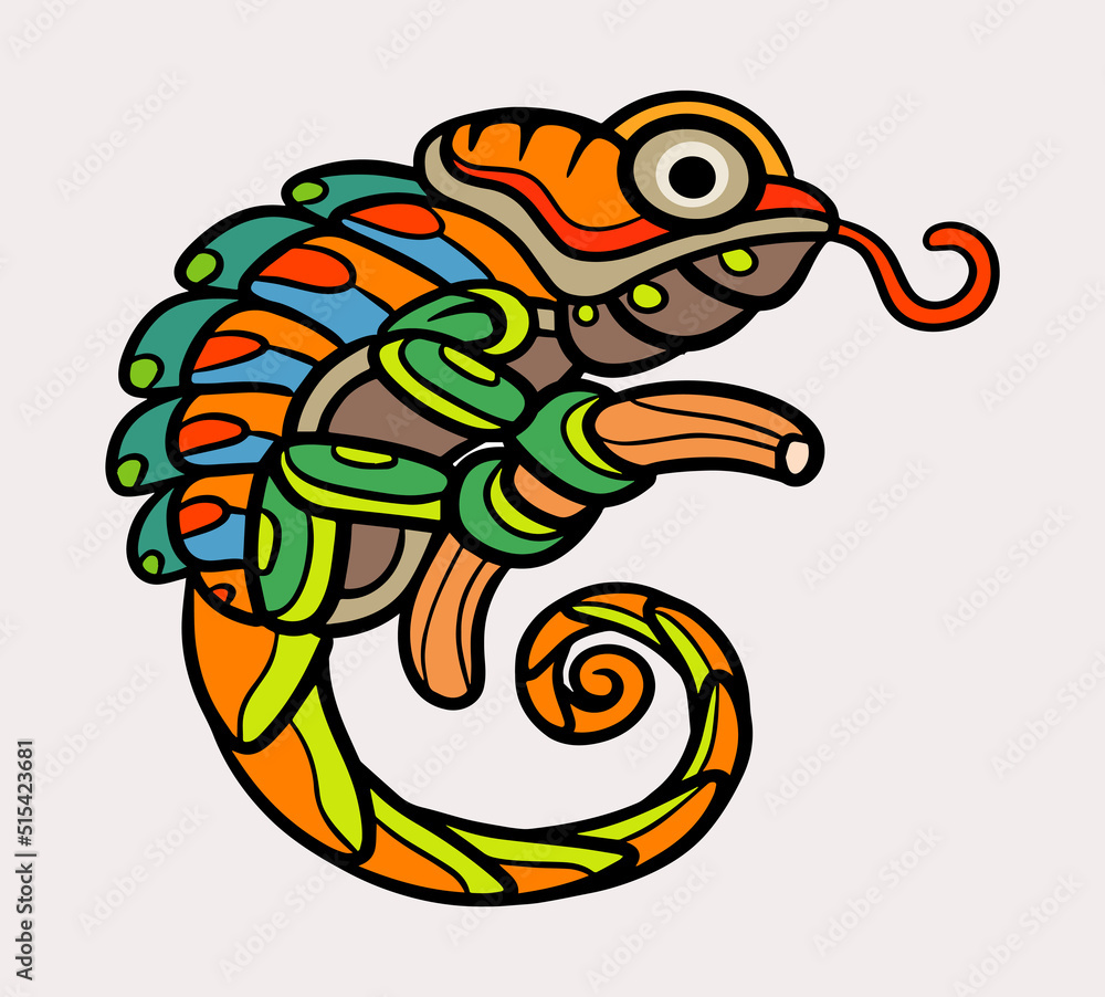 Colorful chameleon zentangle arts. isolated on white background Stock ...