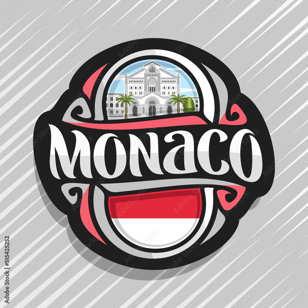 Vector logo for Monaco country, fridge magnet with monegasque state ...