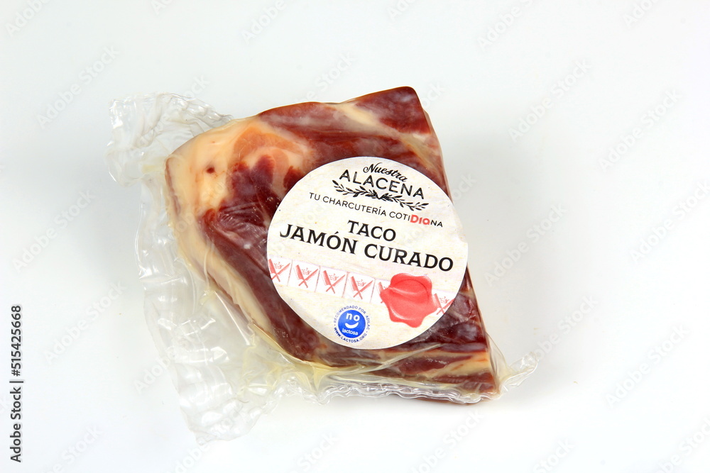Madrid, Spain, 07 july, 2022: Taco jamon curado. piece of traditional ...